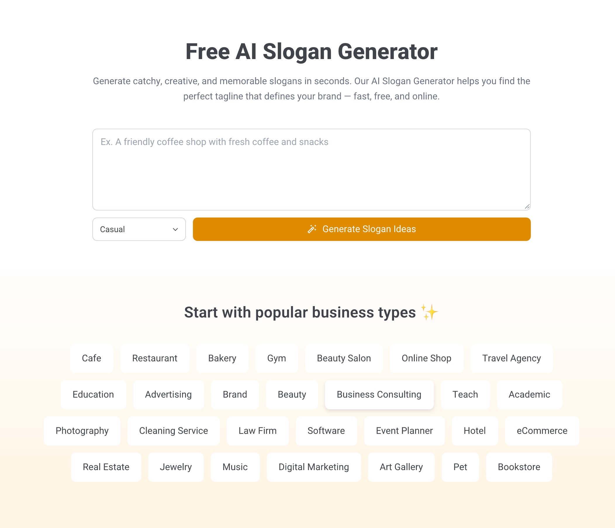 AI Slogan Generator Free – Generate Catchy Brand Taglines Online